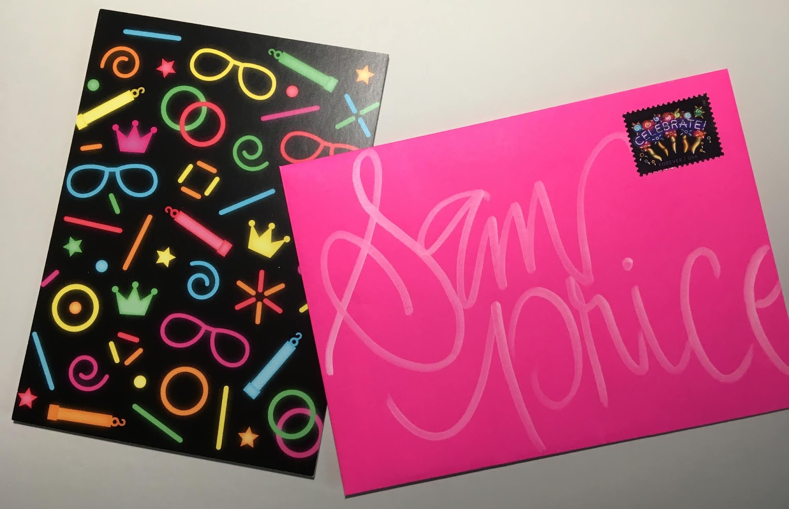 pushing the envelopes: Neon Invitation to Sam - Art Saves from Sara Genn