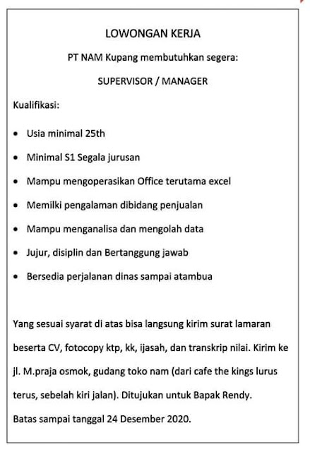 Lowongan Kerja PT NAM Kupang TERKREATIF lowongan-kerja-pt-nam-kupang-terkreatif
