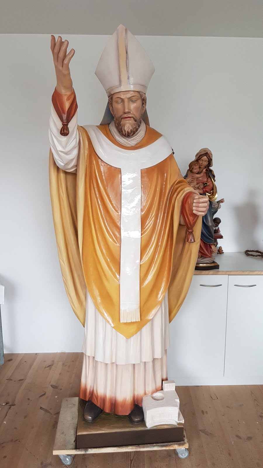 Hand-Carved Statue of St. Rufinus of Capua by Ferdinand Stuflesser 1875 ...
