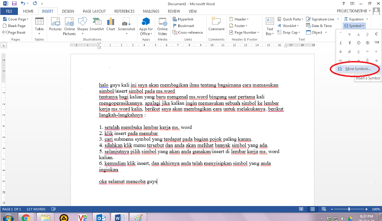 Cara membuat simbol/insert simbol pada ms. word ~ RaweRawe