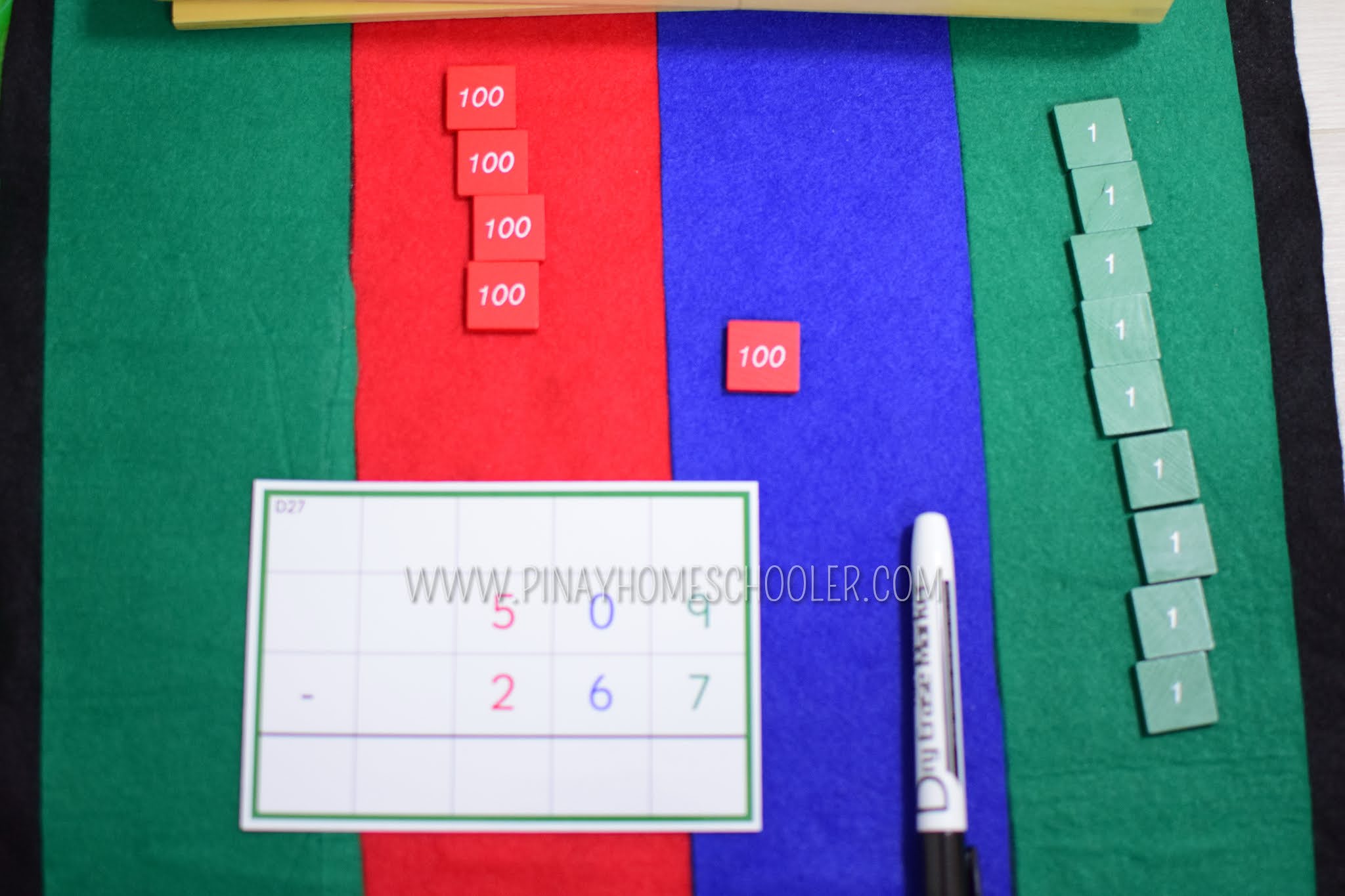 Learning Subtraction with Montessori Stamp Game | The Pinay Homeschooler