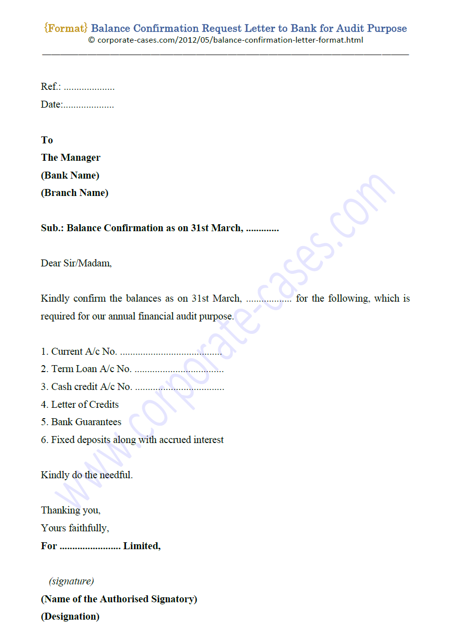 Account Balance Confirmation Letter Account Balance Confirmation Letter