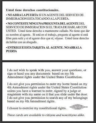 Immigration Referral Information Services: Know your rights cards