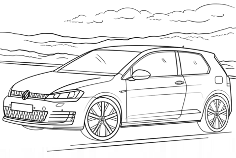 Volkswagen Golf Coloring Pages Vw Print Template Van Sketch Coloring Page