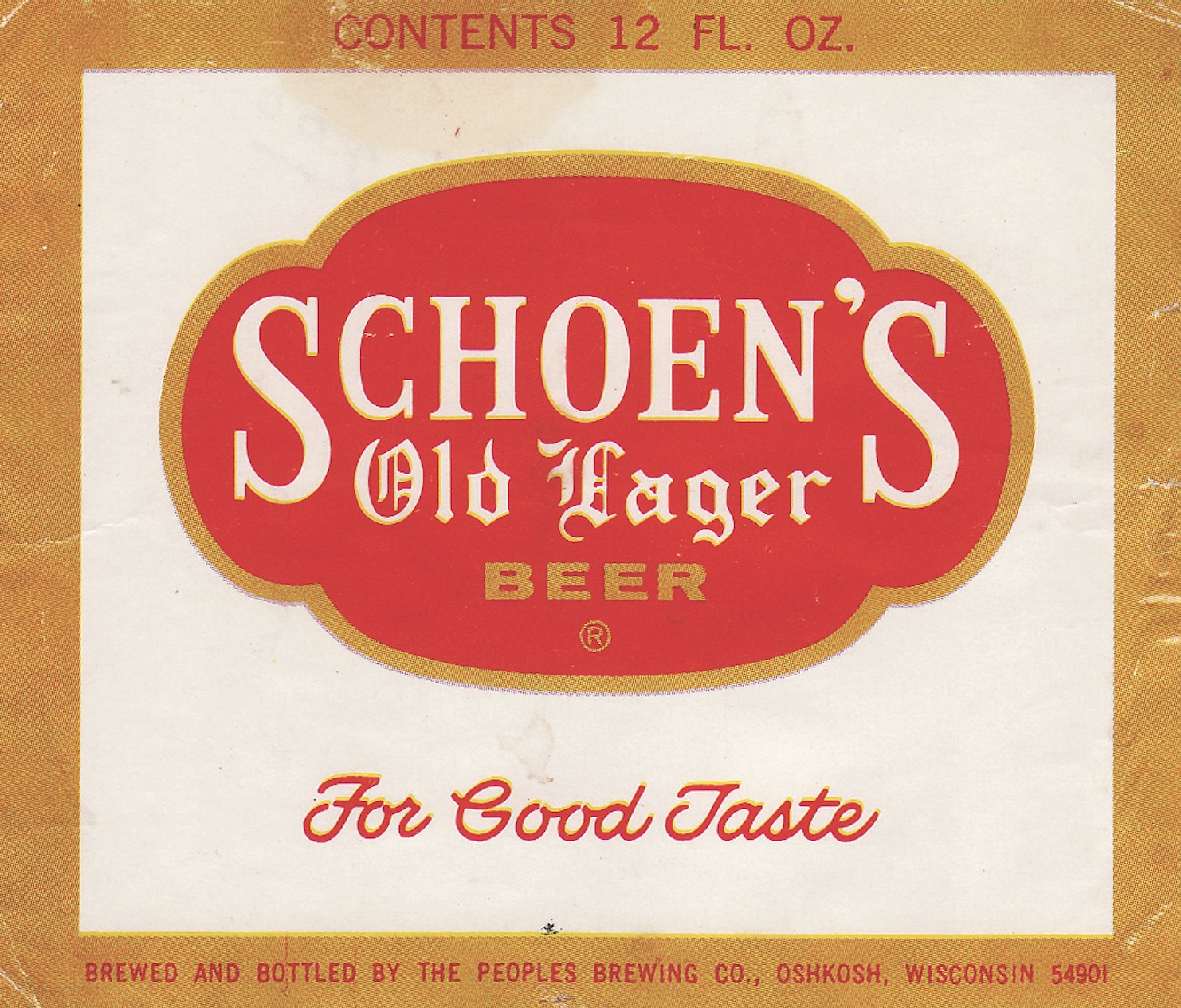Oshkosh Beer: Forgotten Oshkosh Beers: Schoen's Old Lager