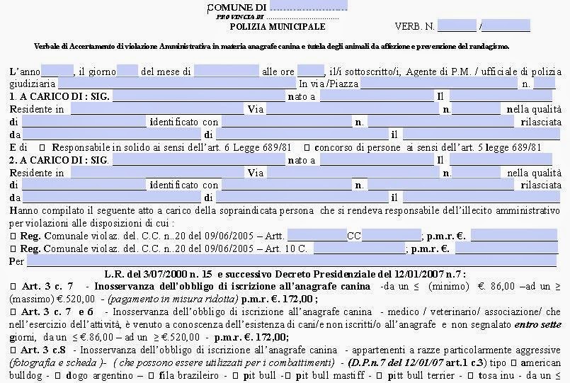 Polizia Locale Blog : Regione Sicilia:Modello Verbale di Accertamento ...