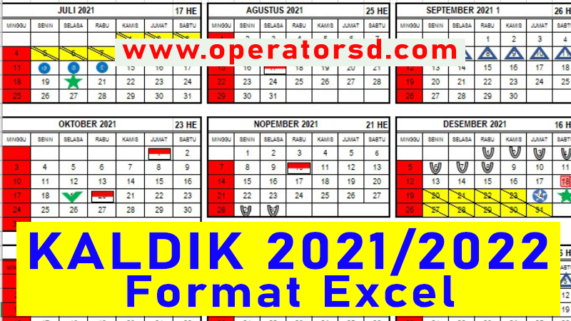 Kalender Pendidikan Format Excel 2021/2022 - OPERATOR SD