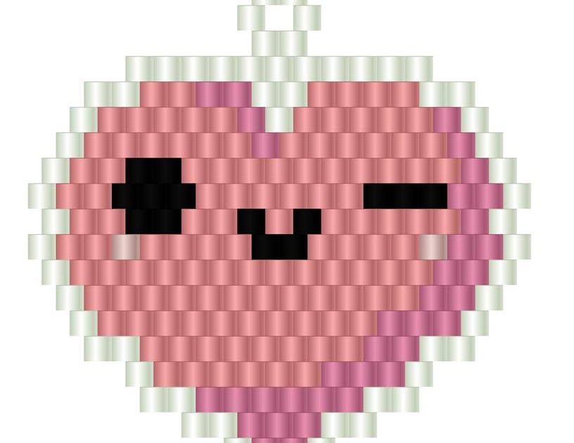 Brick Stitch Bead Patterns Journal: Free Pink Emoji Heart Valentine's ...