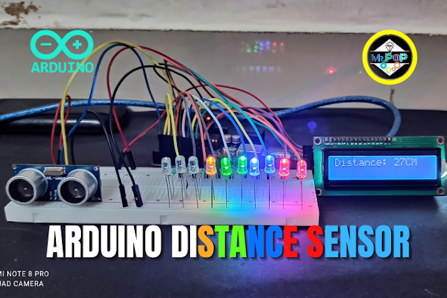 arduino distance measurement with lcd and leds code