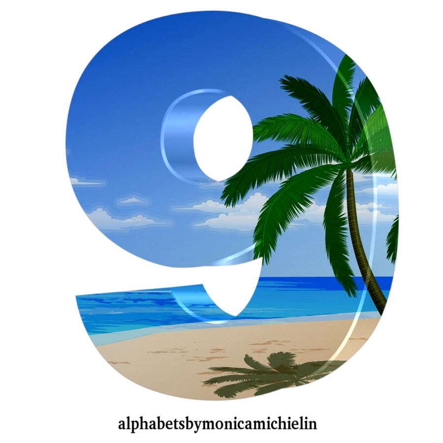 M. Michielin Alphabets: BEACH SAND BLUE WATER PALM TREE CARTOON 3D FONT ...