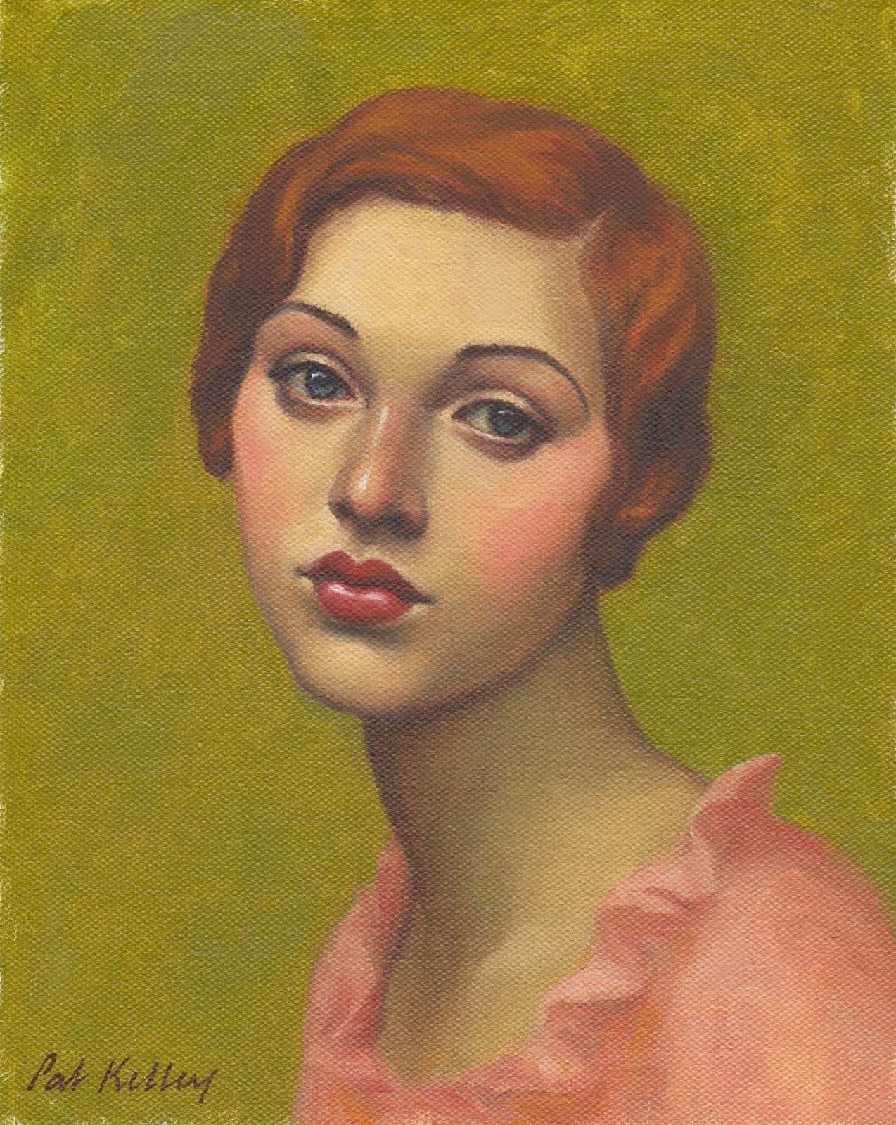 Pat Kelley Paintings: Portrait of a Redheaded Flapper - sold