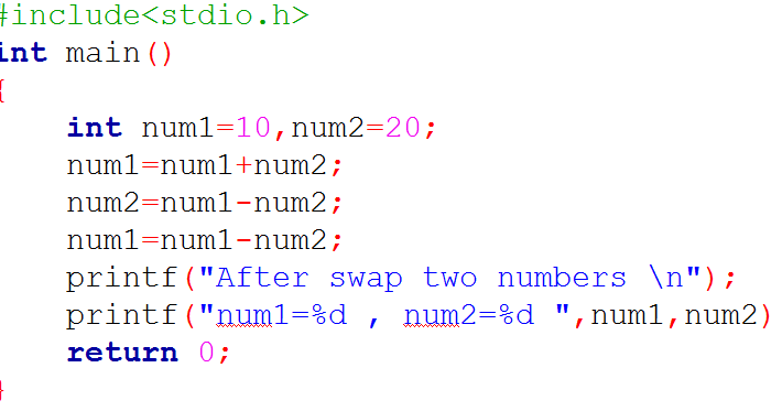 Write a C program to swap two numbers without using a temporary ...