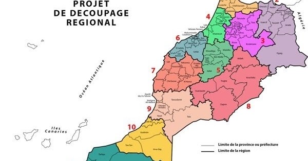la topographie générale: Découpage administratif du Maroc en shp