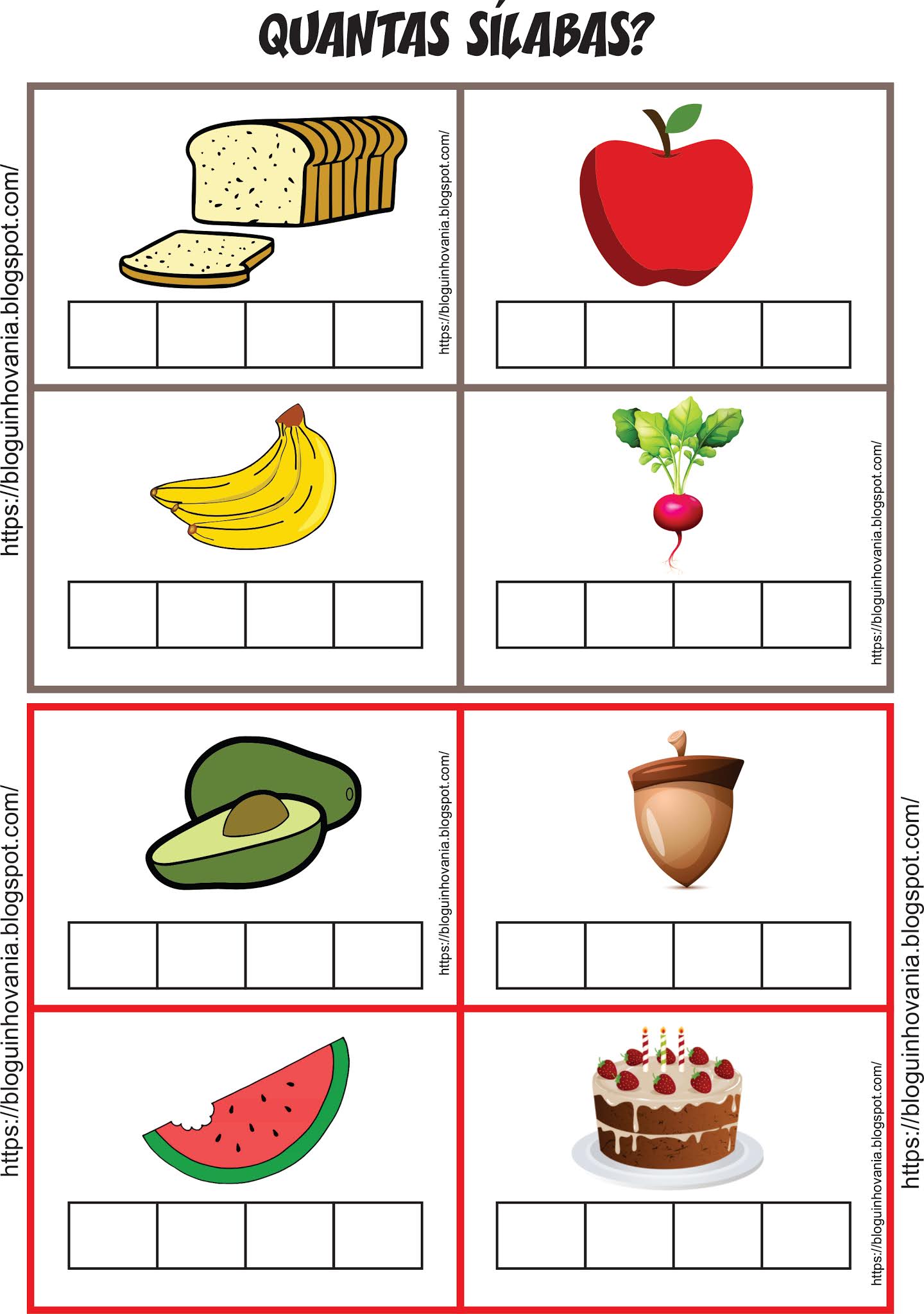 Fichas: Quantas Sílabas?