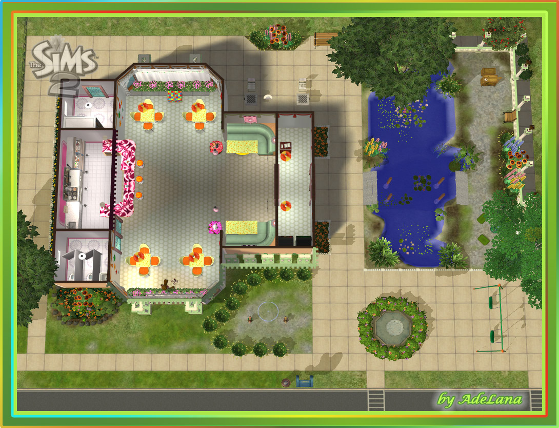 My Sims city block: "Цвета радуги" кафе (The Sims 2)