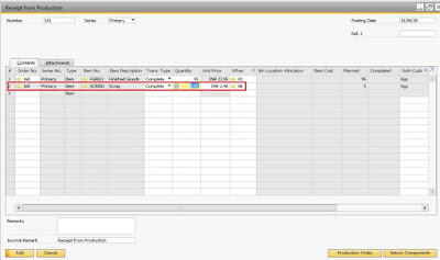 SAP Business One Knowledge: Handling Scrap or Wastage items in SAP ...