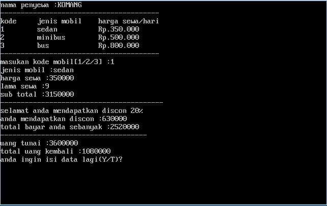 Contoh Output program pascal if dan array