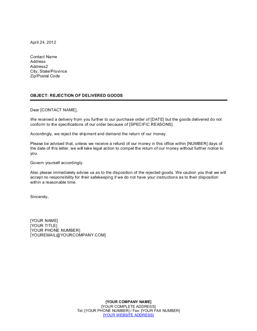 Non Conformance Letter Template ~ Resume Letter