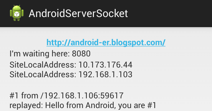 Android Er Android Serverclient Example Server Side Using Serversocket