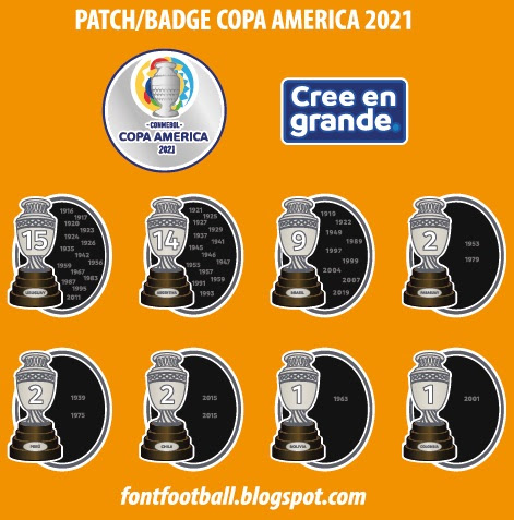 FONT FOOTBALL: Patch Badge Copa America 2021 Vector