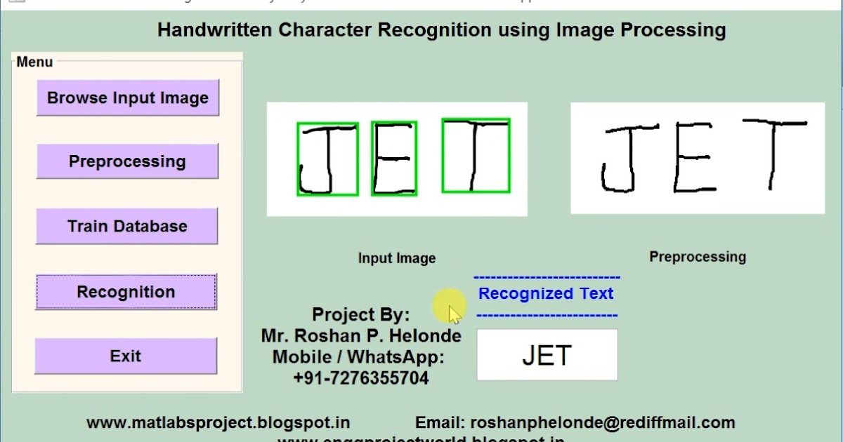Matlab Code For Handwritten Character Recognition Using Image Processing ~ Engineering Projects