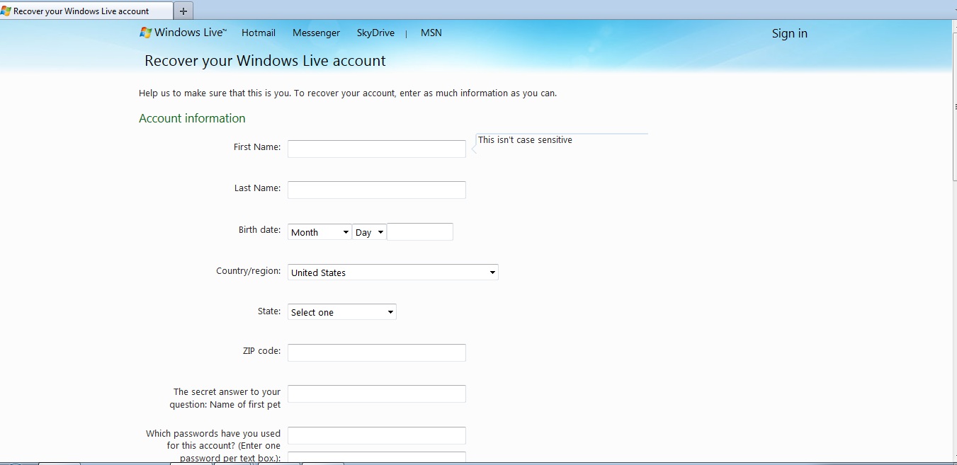 Unable to open my hotmail account