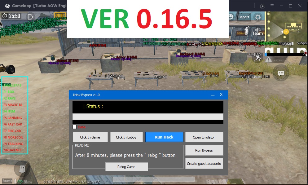 Hax Bypass + Hack Low CPU usage | Pubg Mobile 0.16.5