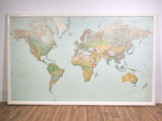 Large Framed World Map - Table Frame