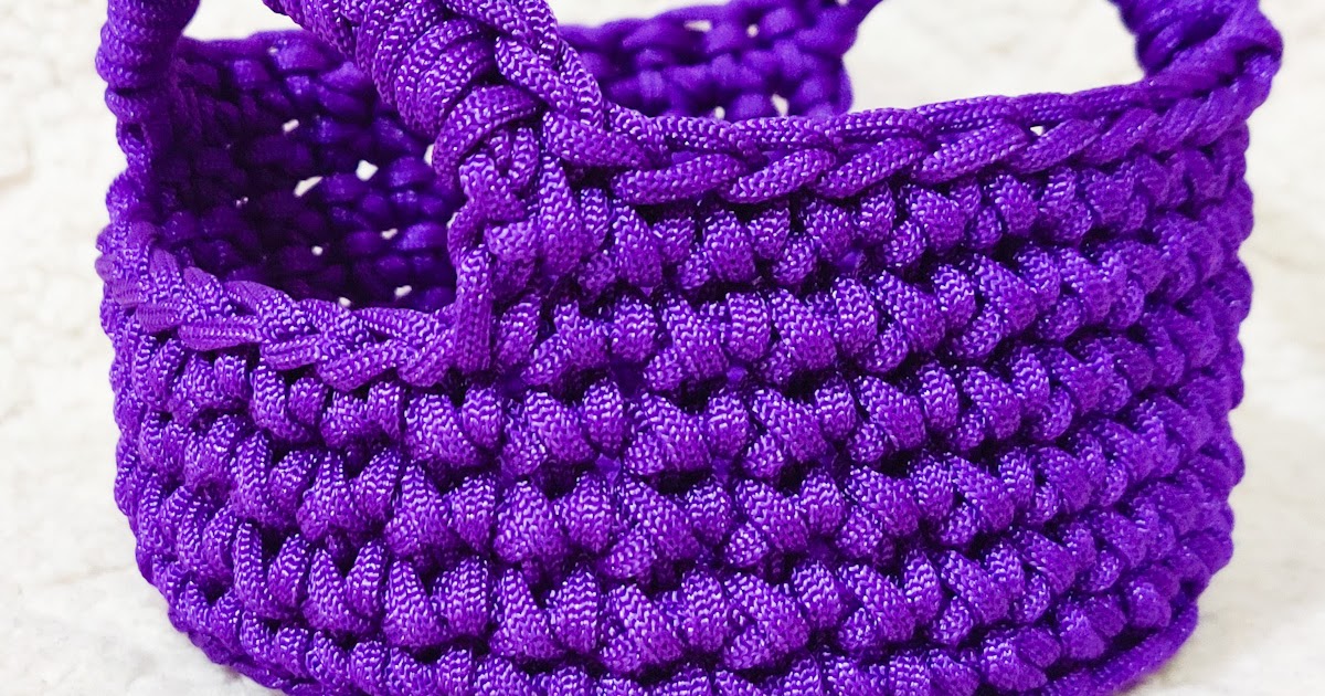 Raji's Craft Hobby: Macrame Cord Crochet Round Basket With Handles