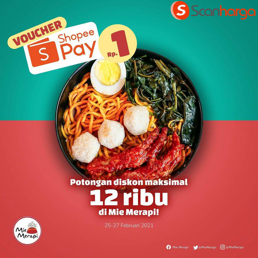 MIE MERAPI Promo Beli Voucher Diskon ShopeePay cuma 1 Rupiah - scanharga
