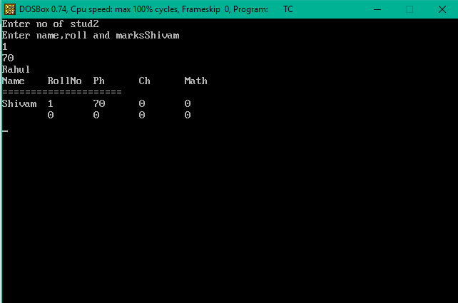Write a program to print Marksheet of Students in C++ using Function