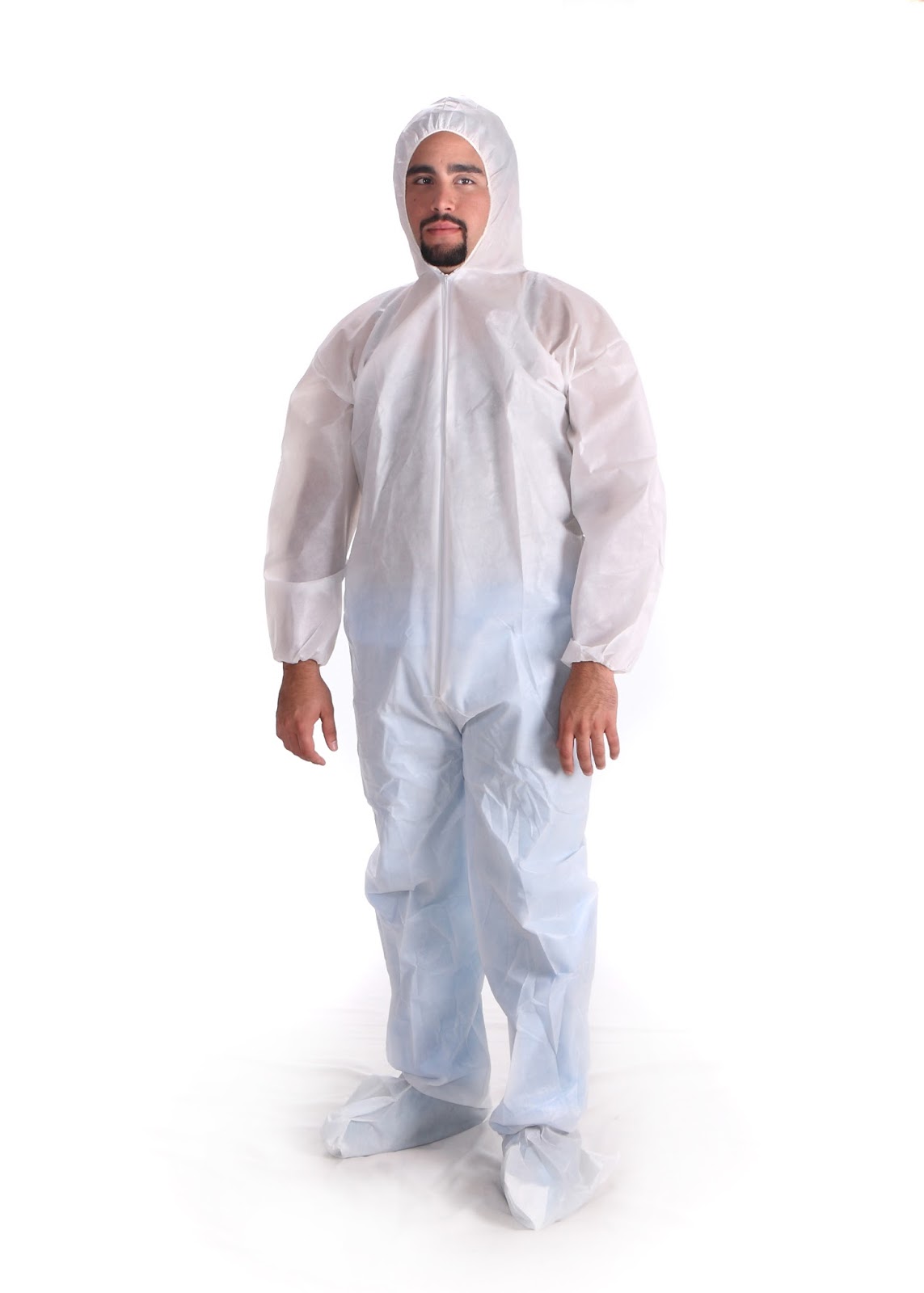 Claro Supply: 2 Hooded Disposable Coverall Coat Suit Lab Zippered and ...