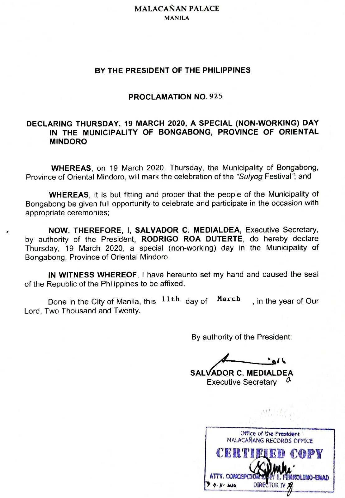 Philippine Holidays: "Sulyog Festival" is a Special (Non-Working) Day ...