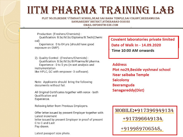 UDYOG ADDA: Covalent Laboratories Private Limited Walk In Interviews Production & Quality ...