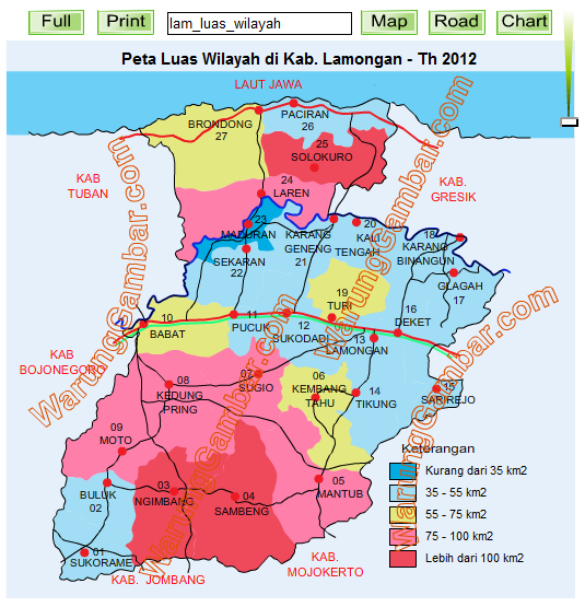 Peta luas wilayah Kab Lamongan | SURVEYOR ANDA