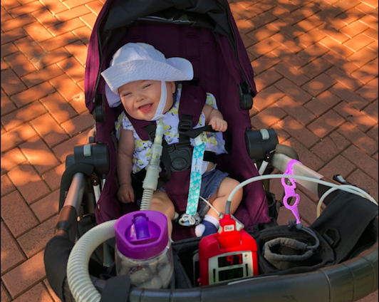 Trach vent stroller set-up