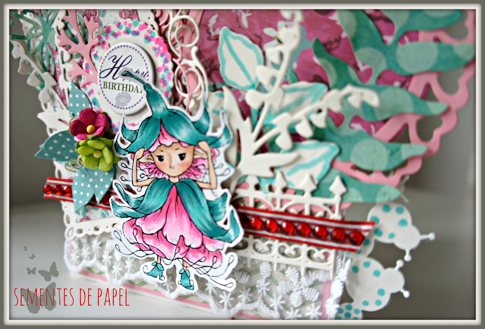 Sementes de papel: Happy birthday! Multilayer card