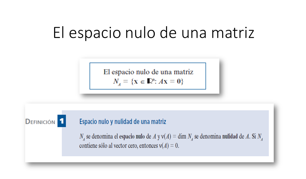 Rango, nulidad, espacio de los renglones y espacio de las columnas de ...