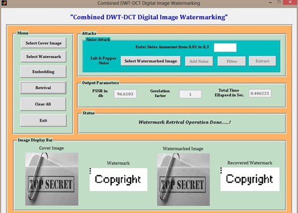 Image Watermarking Using Combined DWT and DCT Full Matlab Project With ...