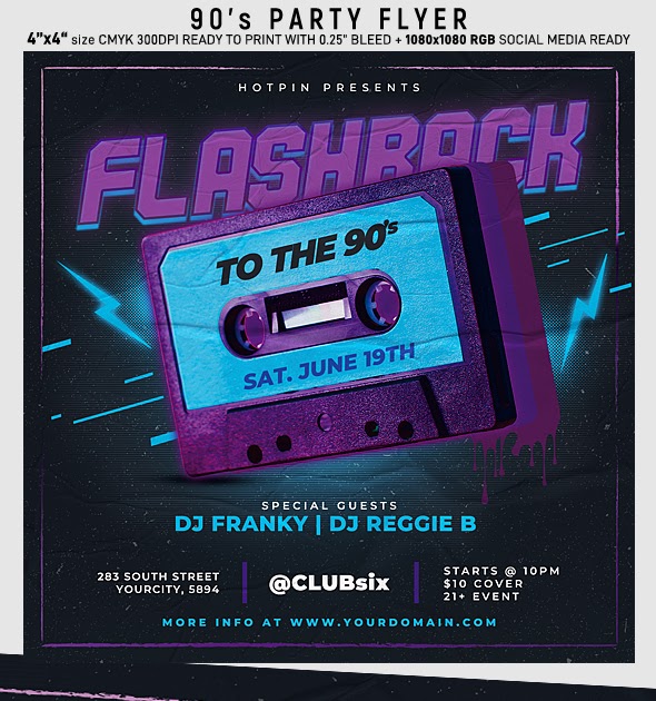 Retro 90s Party Flyer Template