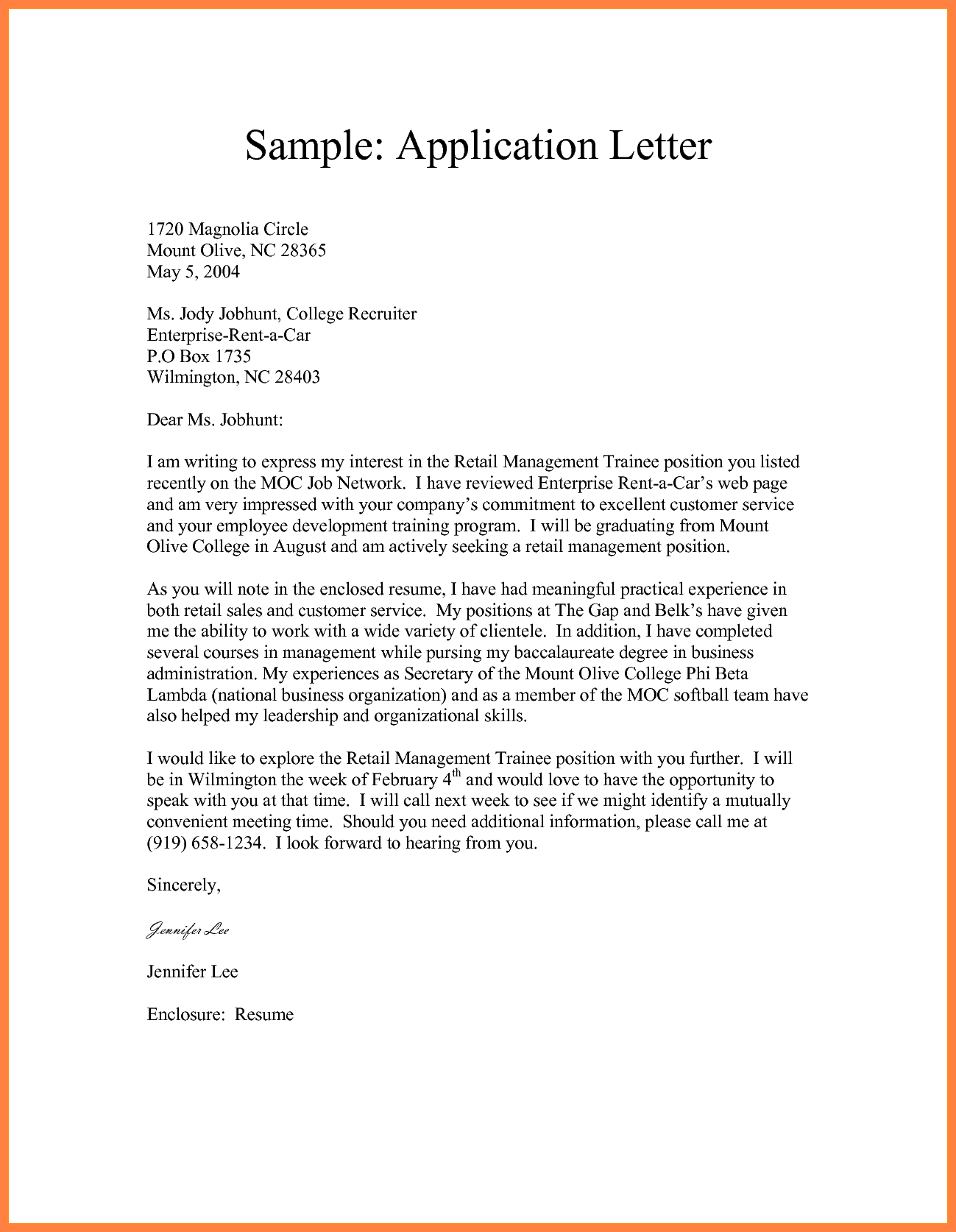Formal Application Letter Sample - Formal Letter