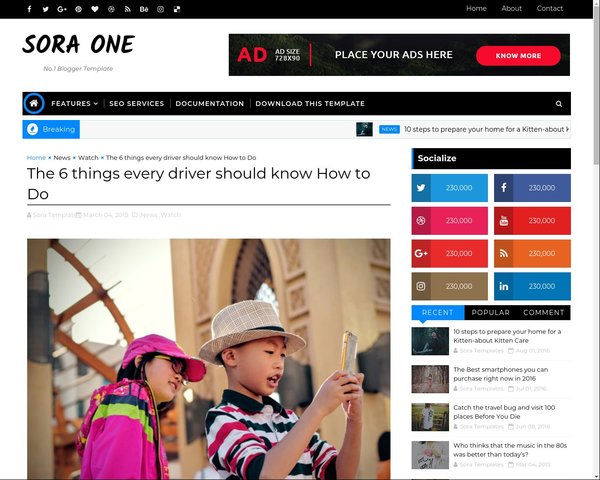 Sora One Best Free Blogger Template - Template Forest