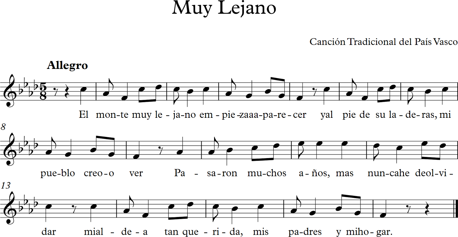 Descubriendo la Música. Partituras para Flauta Dulce o de Pico.: Muy Lejano