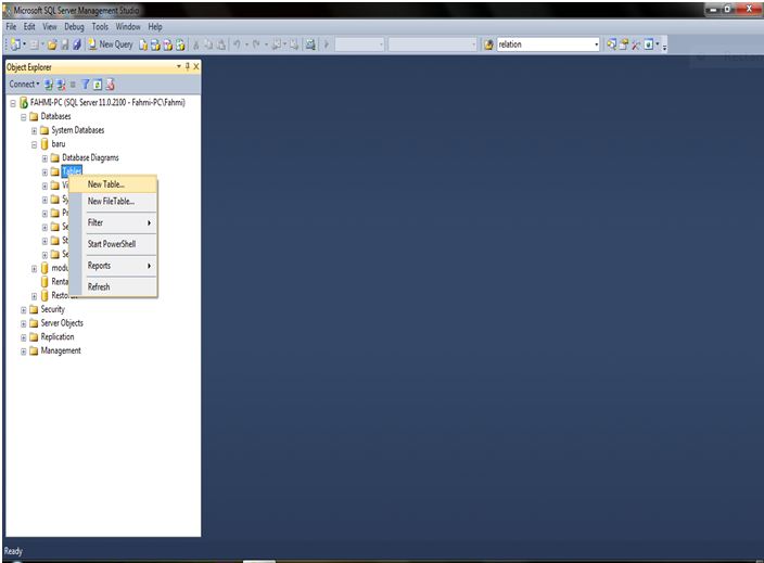 Membuat Tabel Di Sql Server Management Studio 2012 Tanpa Koding ... Membuat Tabel Di Sql Server Management Studio 2012 Tanpa Koding ...