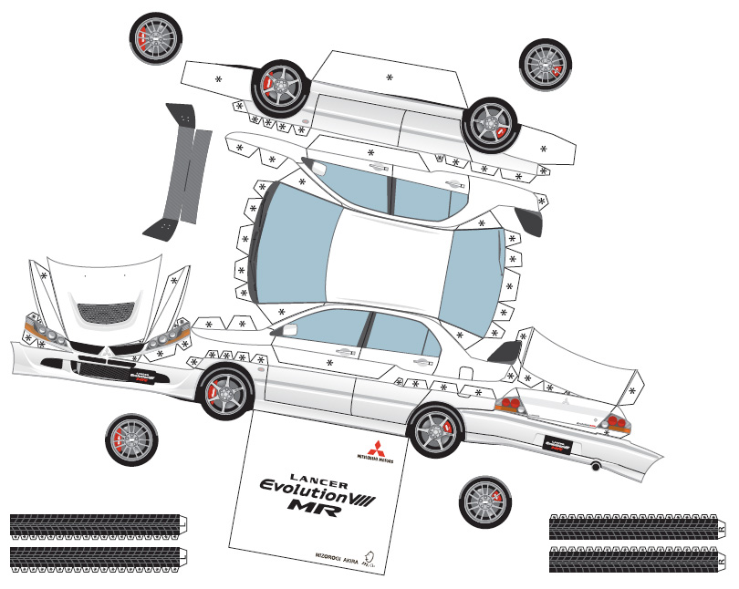 SP. Papel Modelismo: PaperCraft - Mitsubishi Lancer Evolution VIII MR