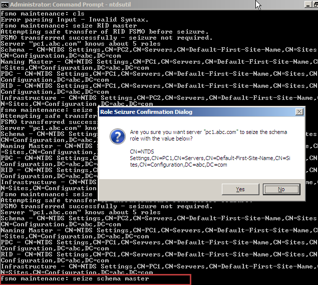 Practical Manual for IT/ Network Support Engineers: SEIZING THE FSMO ROLE