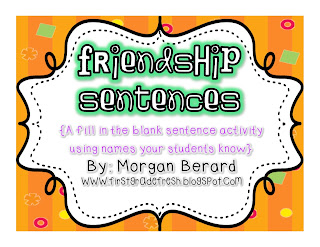 First Grade Fresh: Friendship Sentences for Work Stations pictures