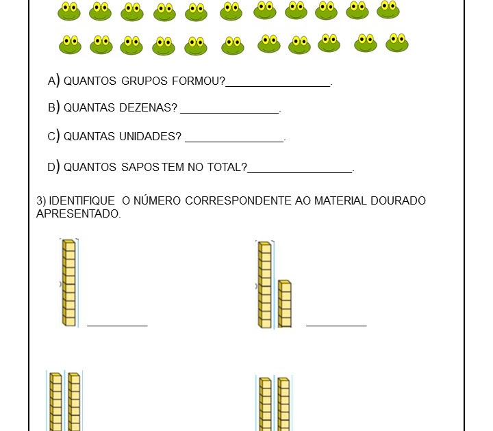 Atividades de Matemática 1 - Agrupamento de 10 em 10 / Material Dourado ... Atividades de Matemática 1 - Agrupamento de 10 em 10 / Material Dourado ...