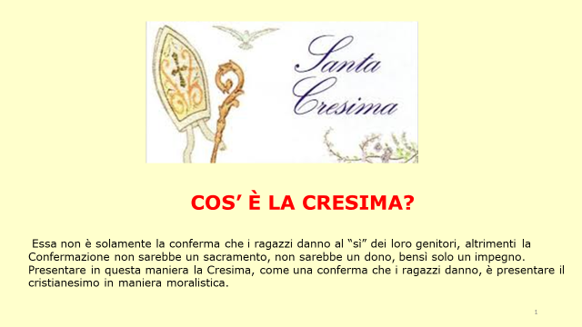 PARROCCHIA DI FLUMERI : CHE COS'E' LA CRESIMA