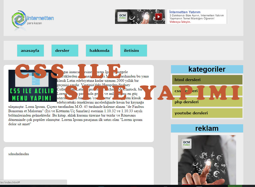 Css İle Sıfırdan Web Sitesi Yapımı Kolay Anlatım